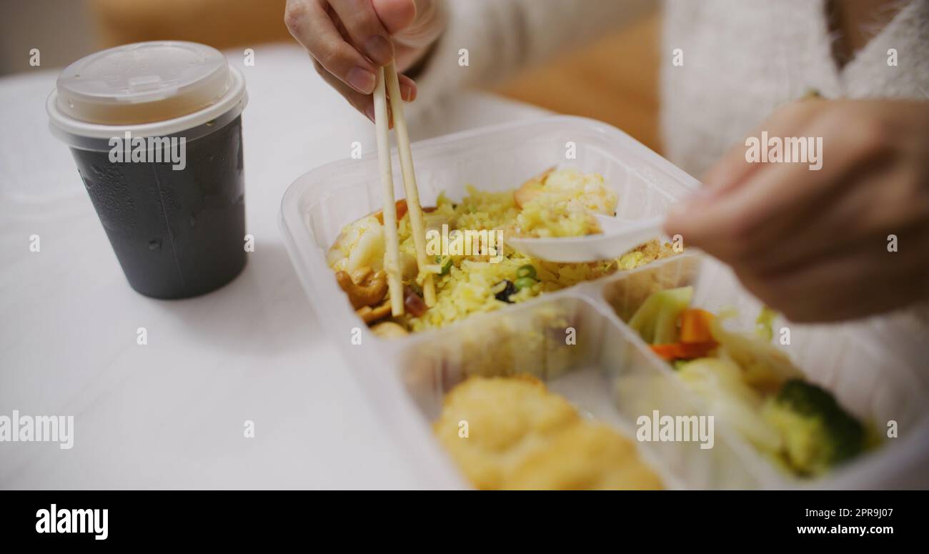 Take away box with thai cuisine, fry rices Stock Photo - Alamy