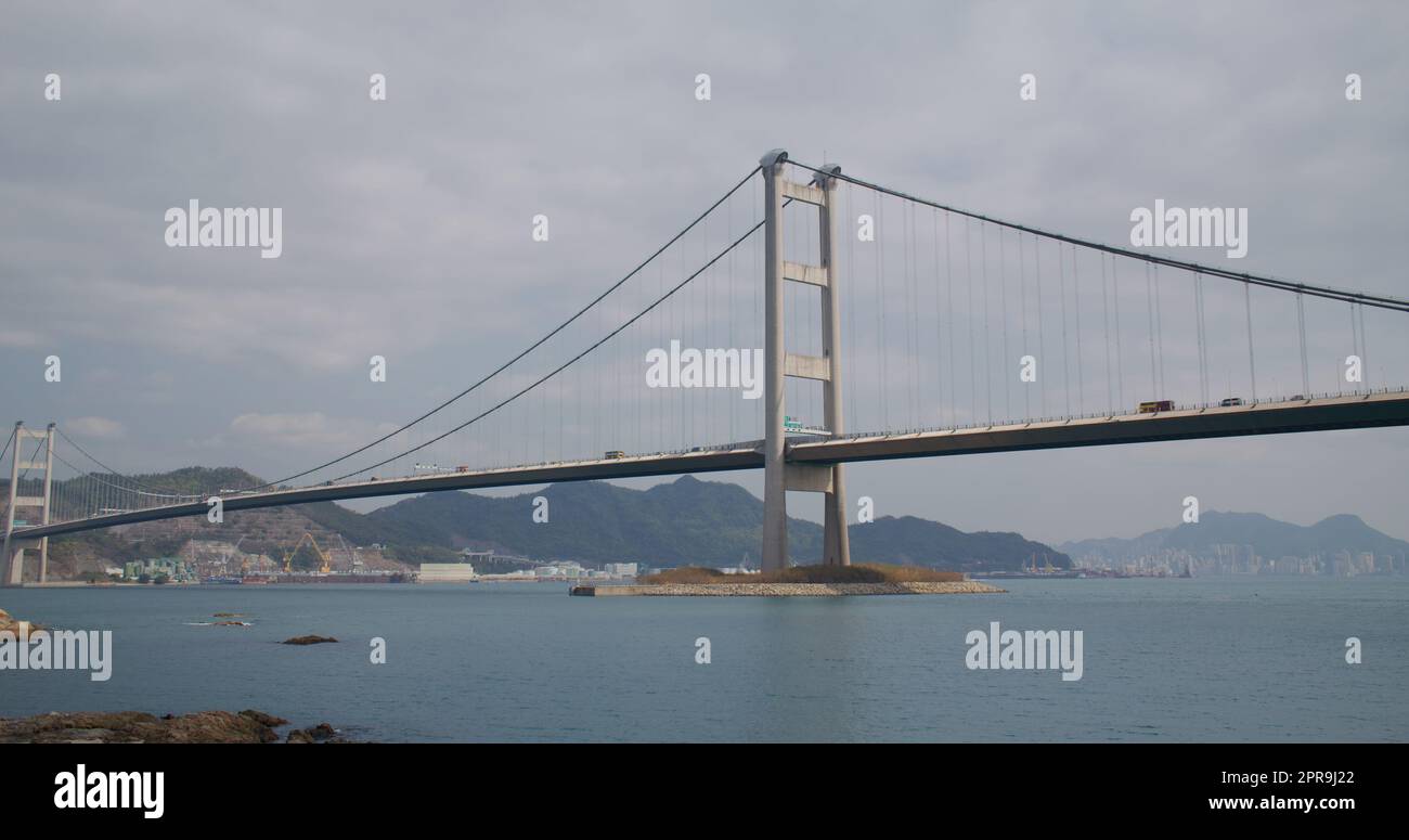 Tsing Ma Suspension bridge in Hong Kong city Stock Photo - Alamy