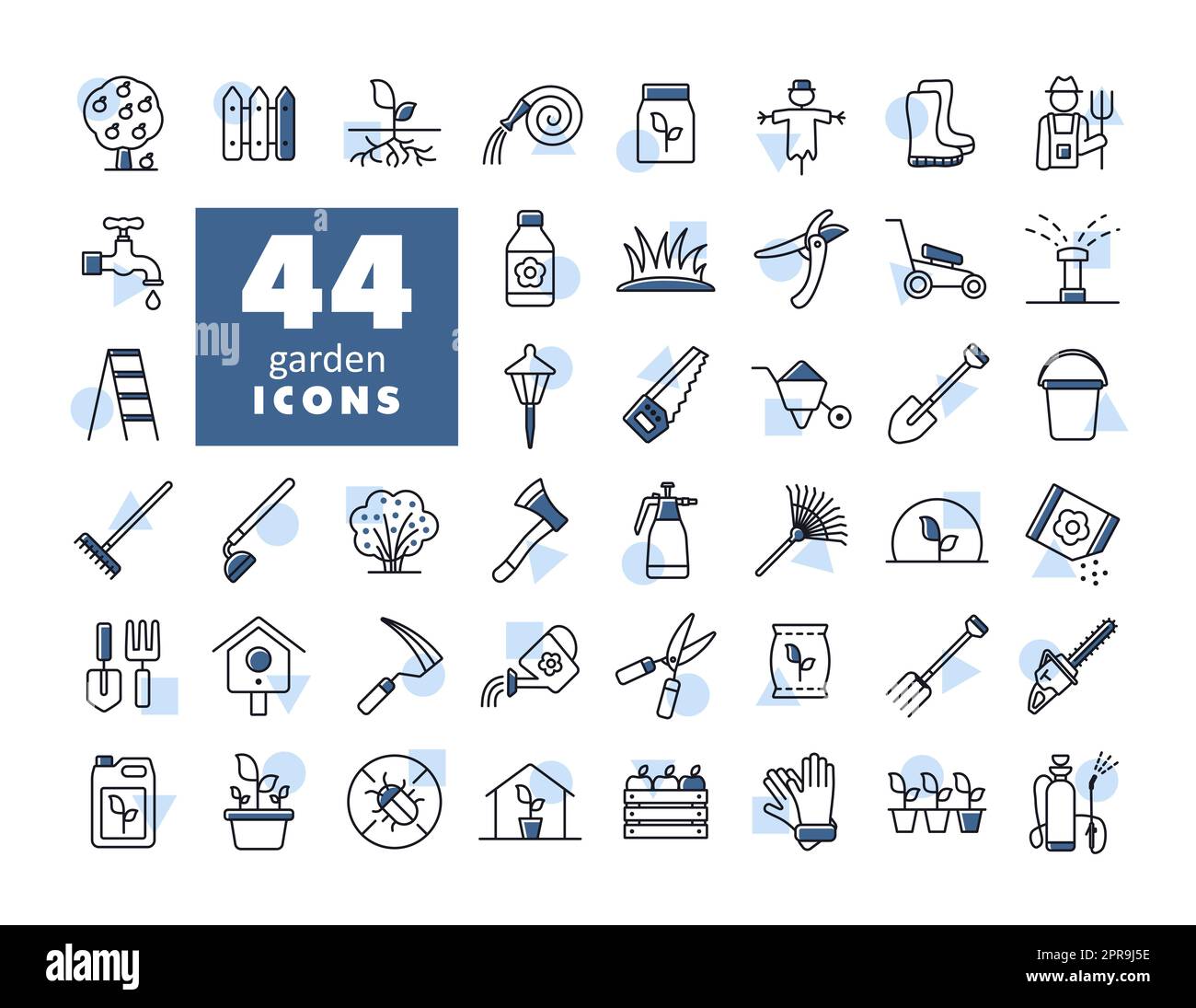 Gardening and Planting isolated vector icons set. Graph symbol for ...