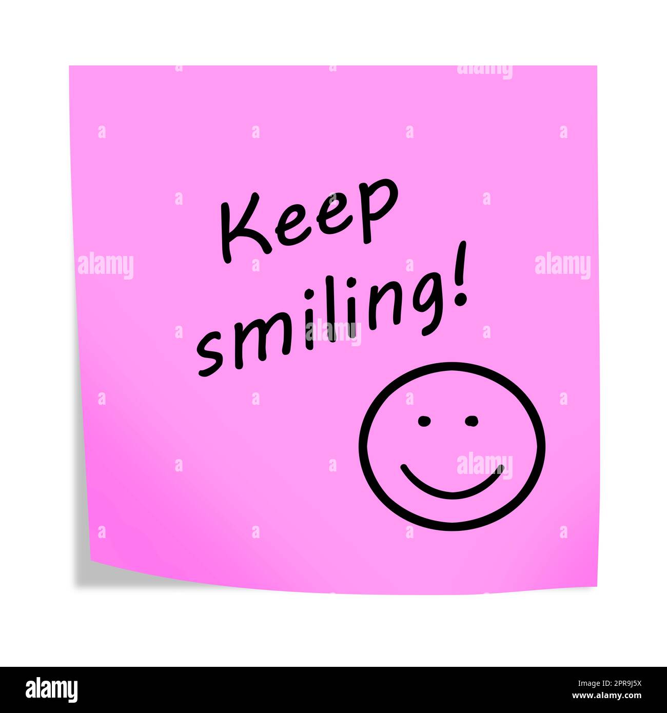 A keep smiling 3d illustration post note reminder on white with ...