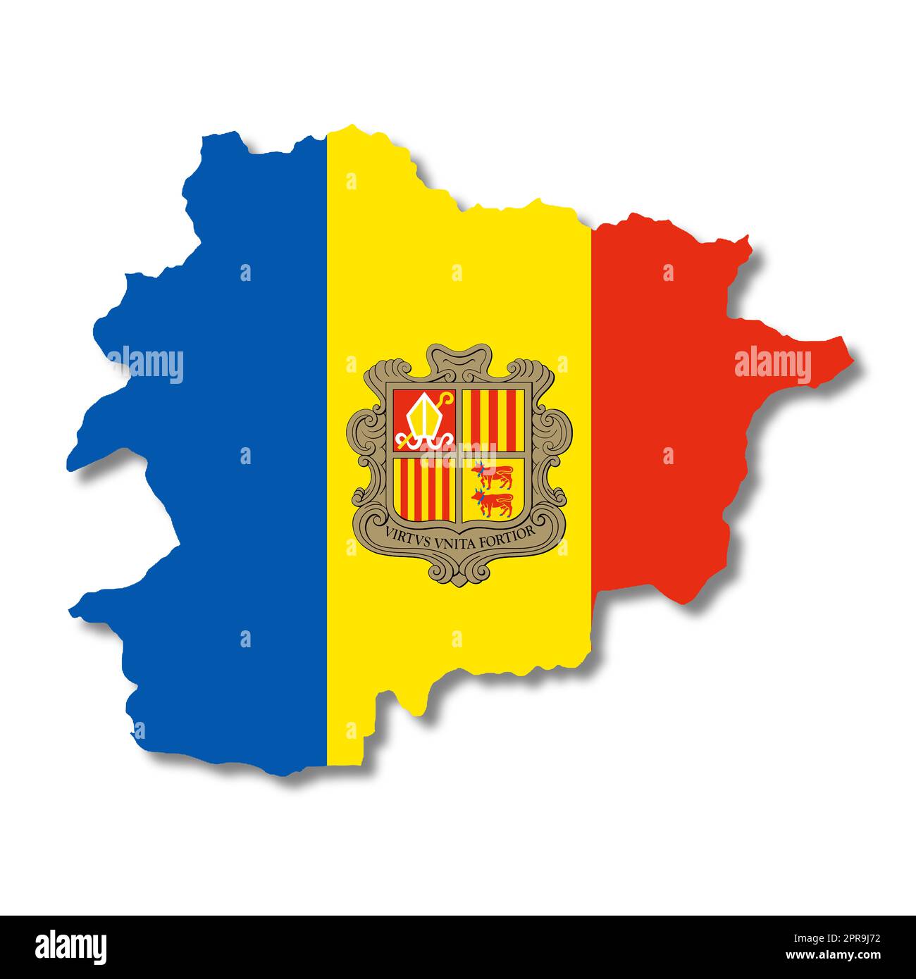 An Andorra flag map on white background 3d illustration with clipping ...