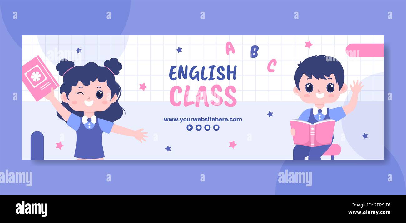 English Class Cover Template Hand Drawn Cartoon Flat Illustration Stock ...