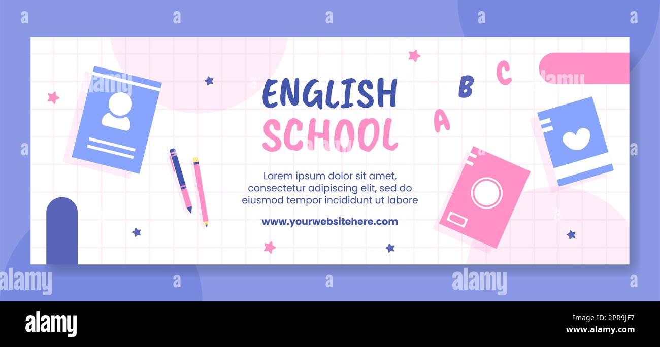 English Class Cover Template Hand Drawn Cartoon Flat Illustration Stock ...