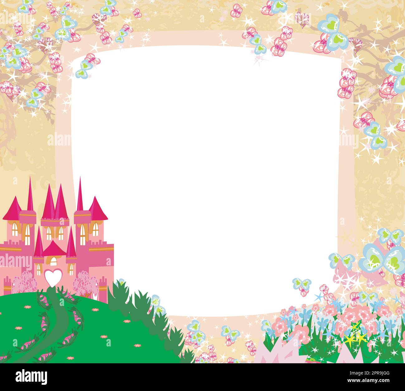 beautiful fairytale pink castle frame Stock Photo - Alamy