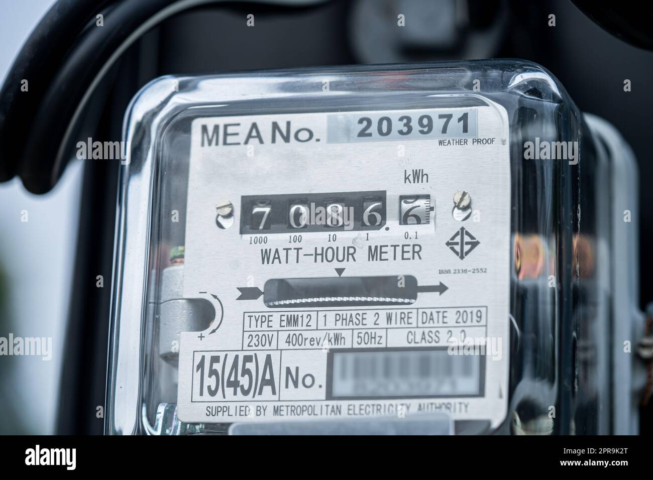 Electric measuring power meter for energy cost at home and office Stock ...