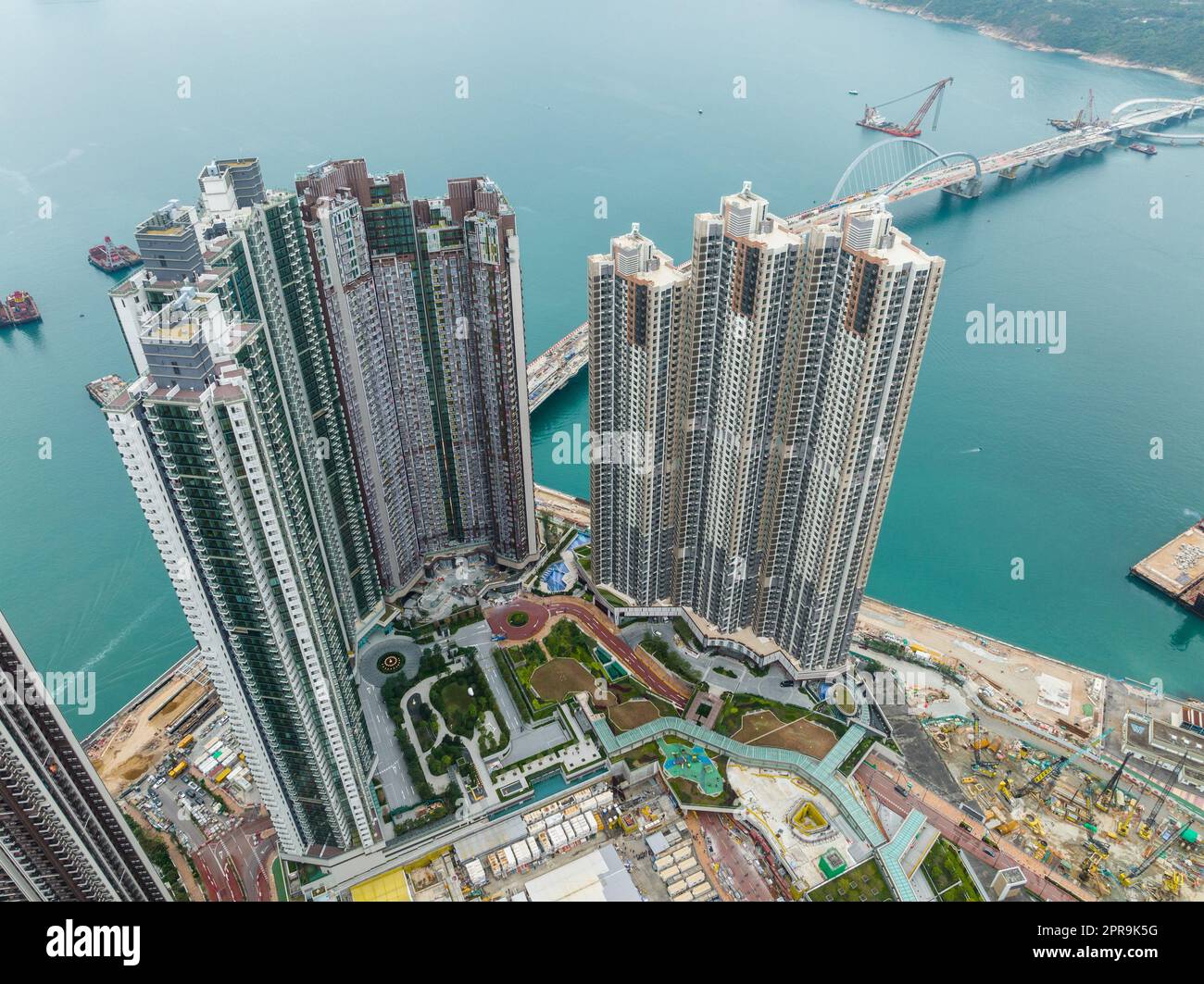 Lohas Park, Hong Kong 09 February 2022: Top view of Hong Kong ...