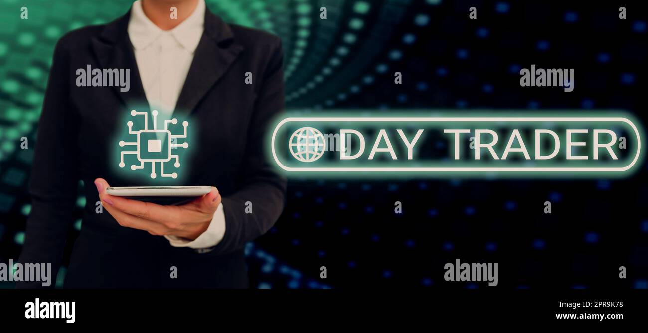 Text caption presenting Day Trader. Conceptual photo A person that buy ...