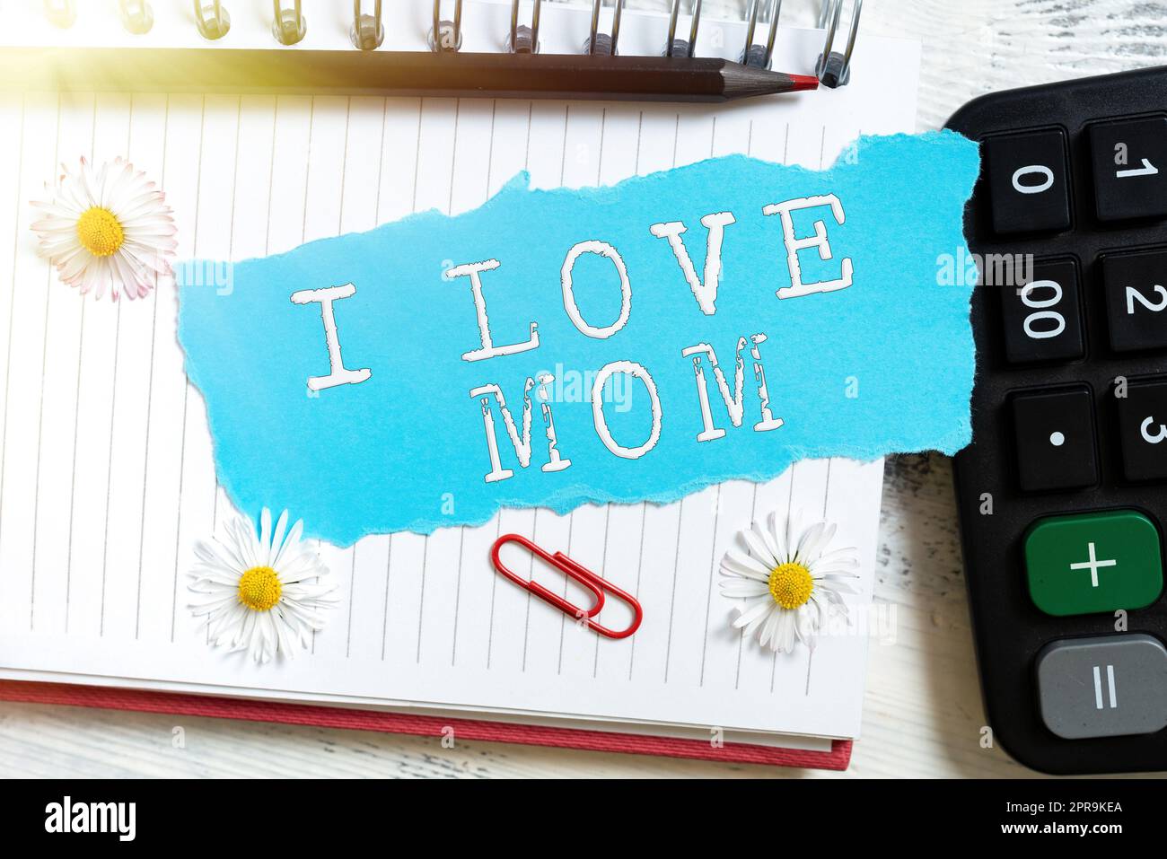 Handwriting text I Love Mom. Word for Good feelings about my mother ...