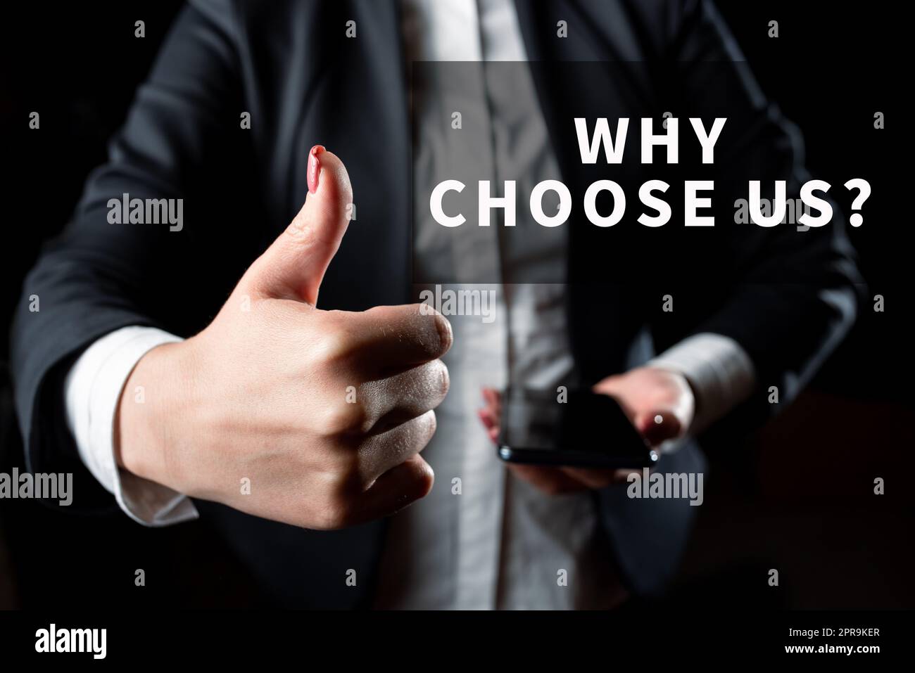 Text caption presenting Why Choose Us. Business overview Reasons for ...