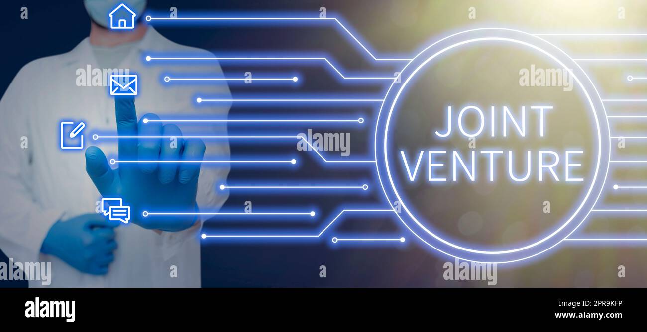 Conceptual display Joint Venture. Business showcase Collaboration ...