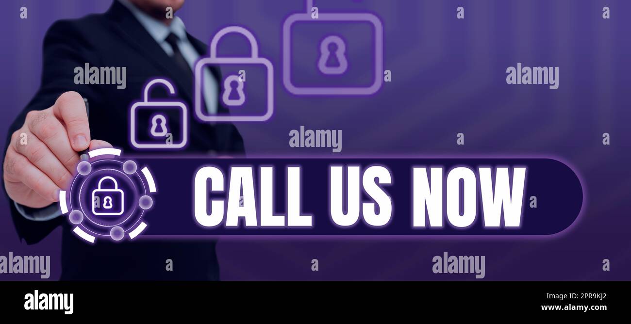 Contact us call creative man hi-res stock photography and images - Alamy