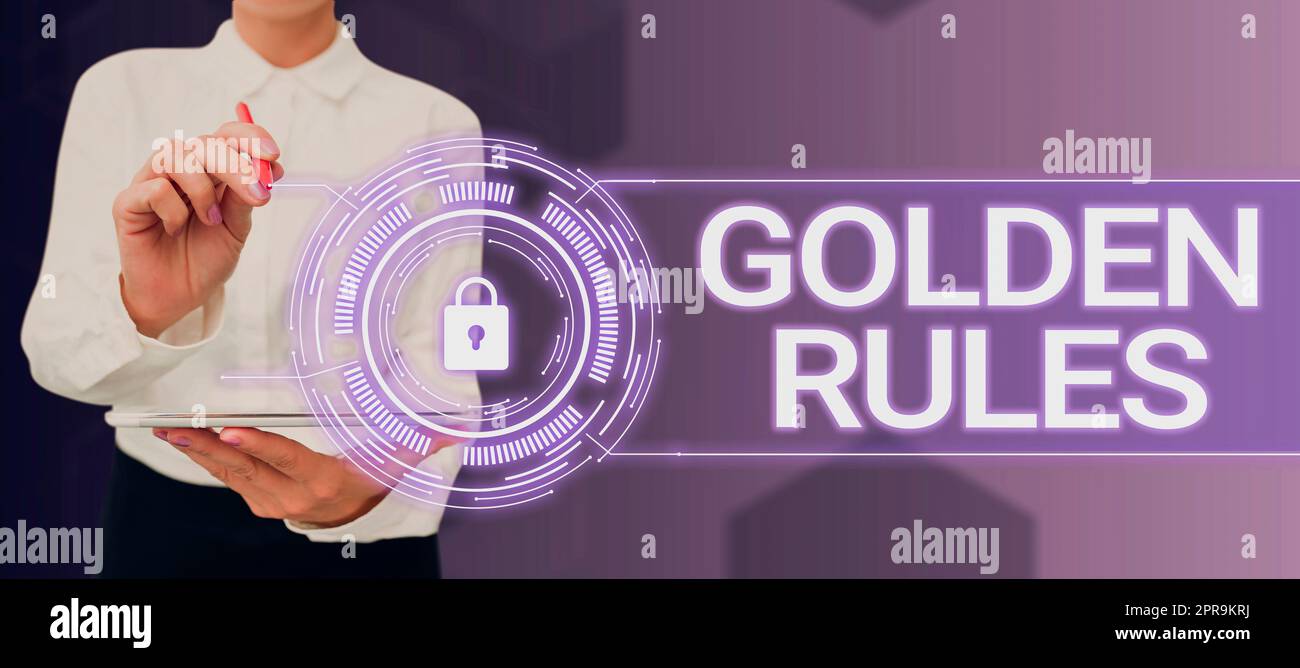 Conceptual display Golden Rules. Business overview Basic principle that should be followed ...