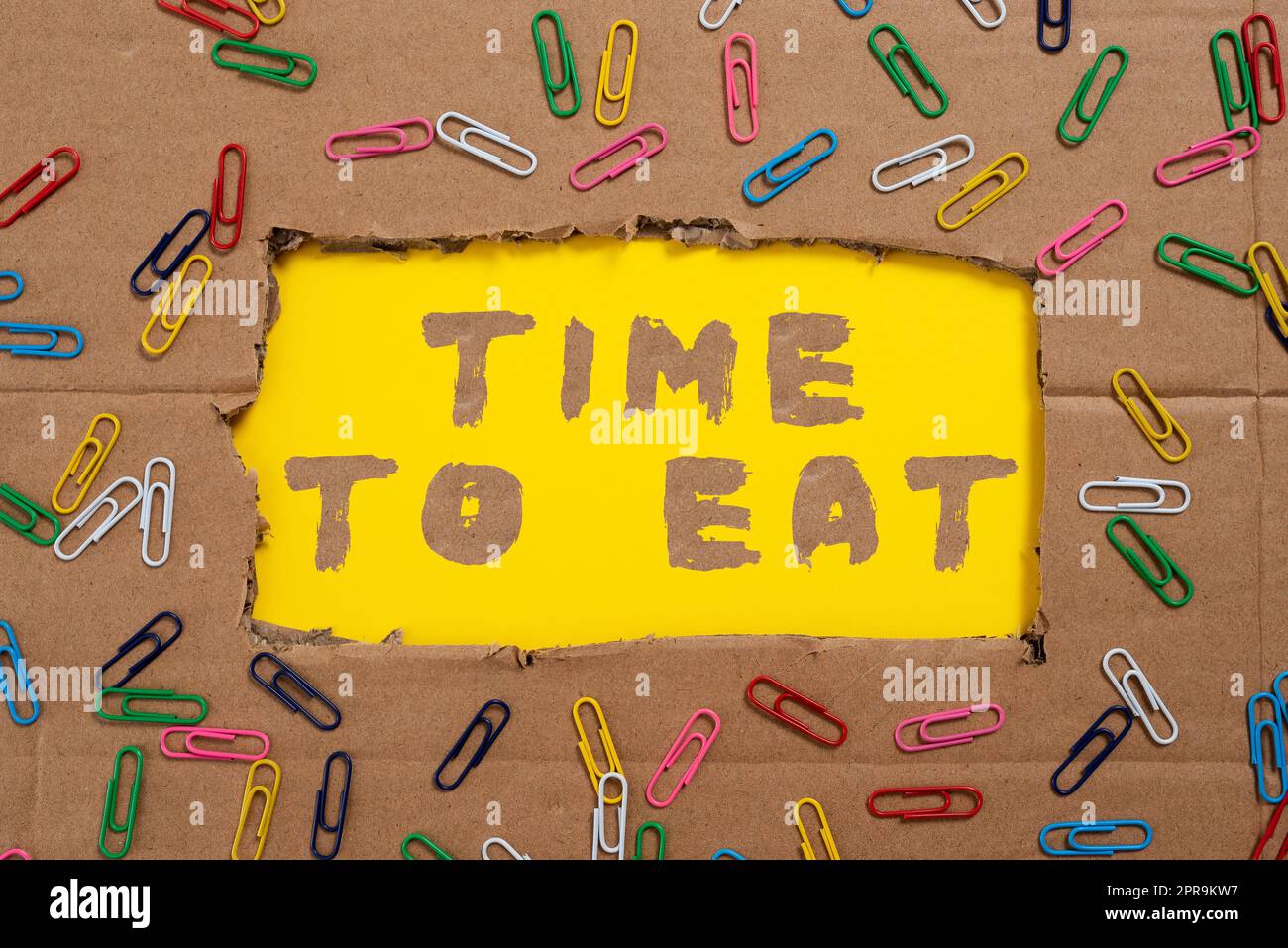 Hand writing sign Time To Eat. Business idea Right moment to enjoy a ...