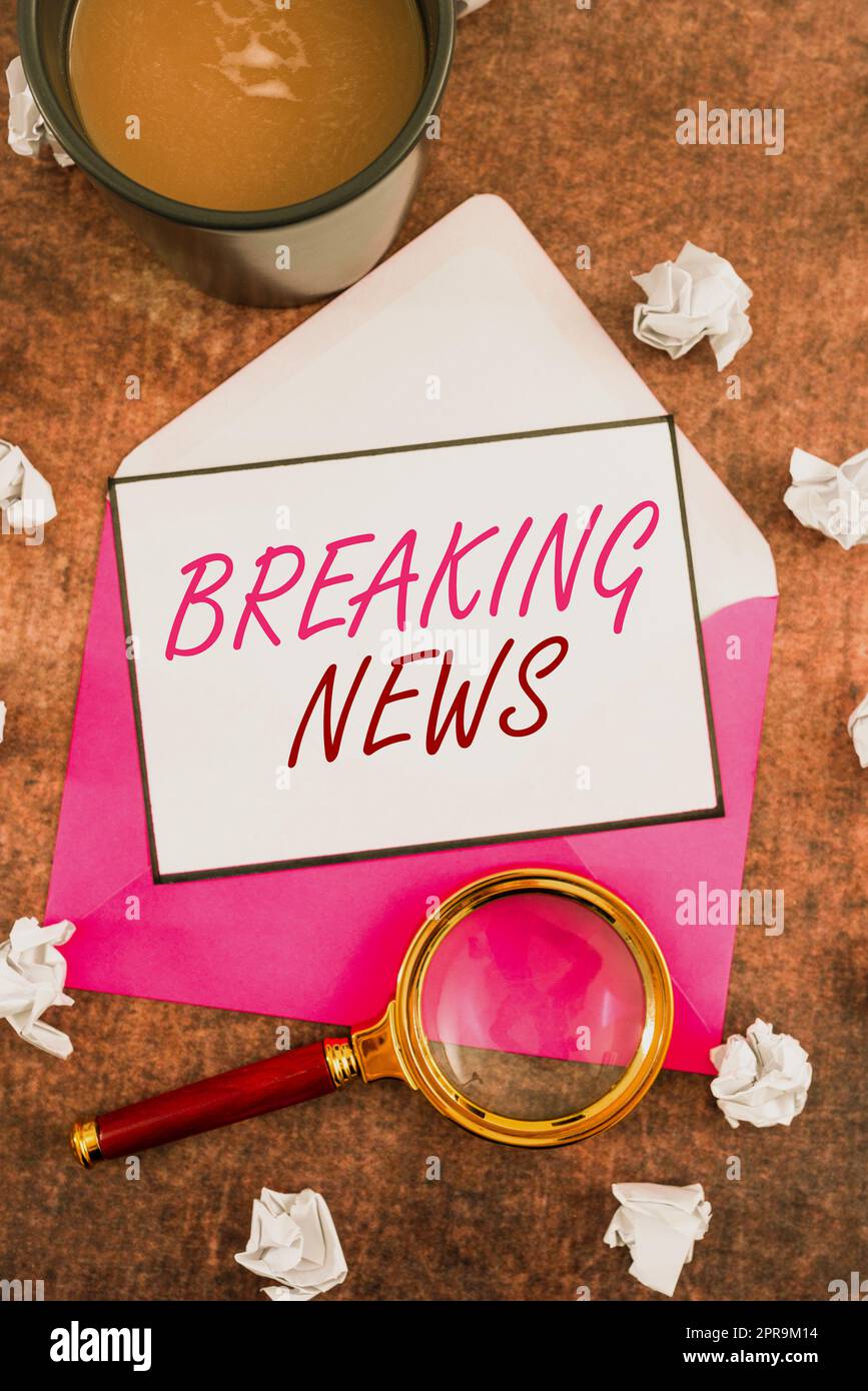 Text showing inspiration Breaking News. Conceptual photo Special Report ...