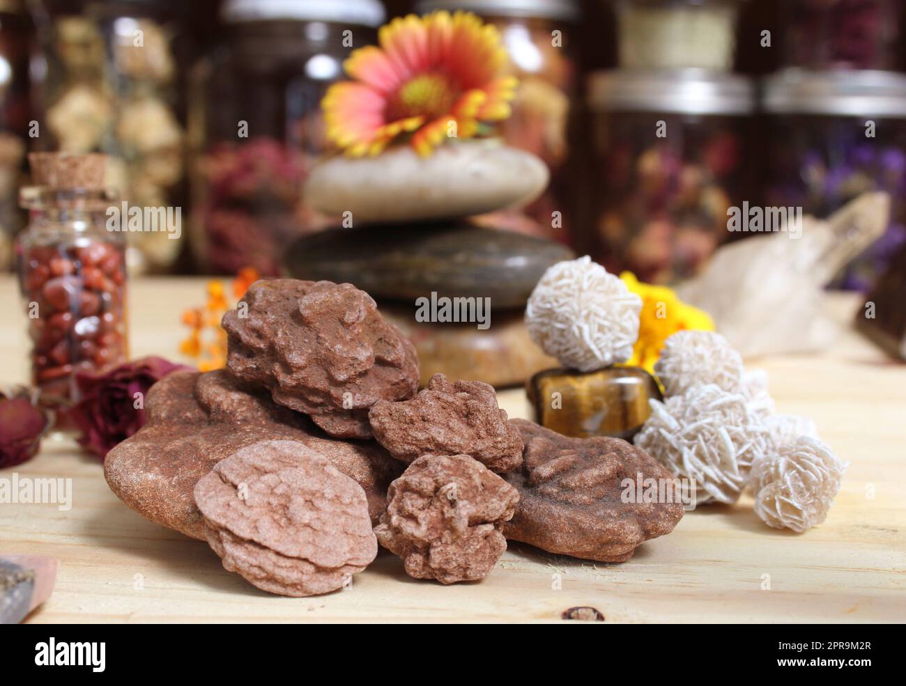 Desert Rose Rocks From Oklahoma on Meditation Table Stock Photo - Alamy