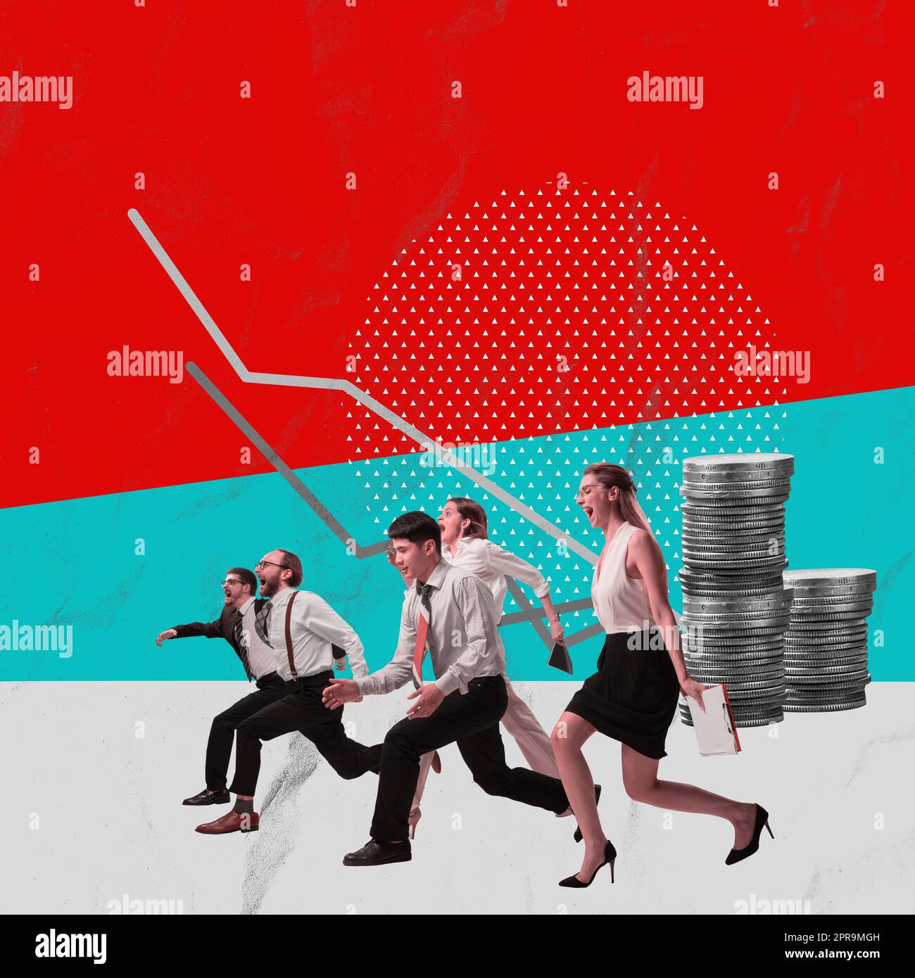 Group of employees, office workers successfully launching projects, startups and growing company ...