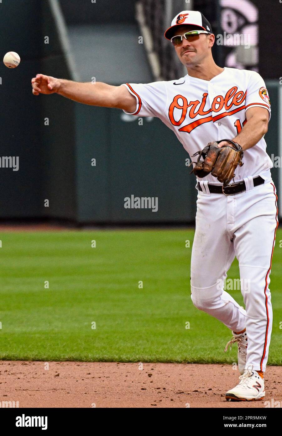 BALTIMORE, MD - APRIL 26: Baltimore Orioles second baseman Adam Frazier ...