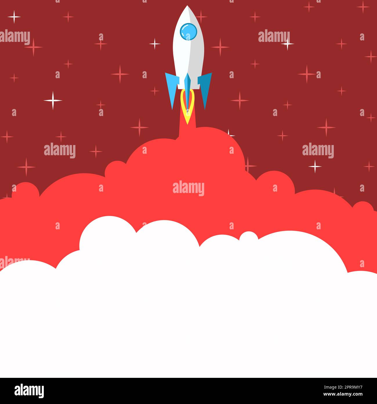 Rocket Ship Launching Fast Straight Up To The Outer Space. Spaceship ...