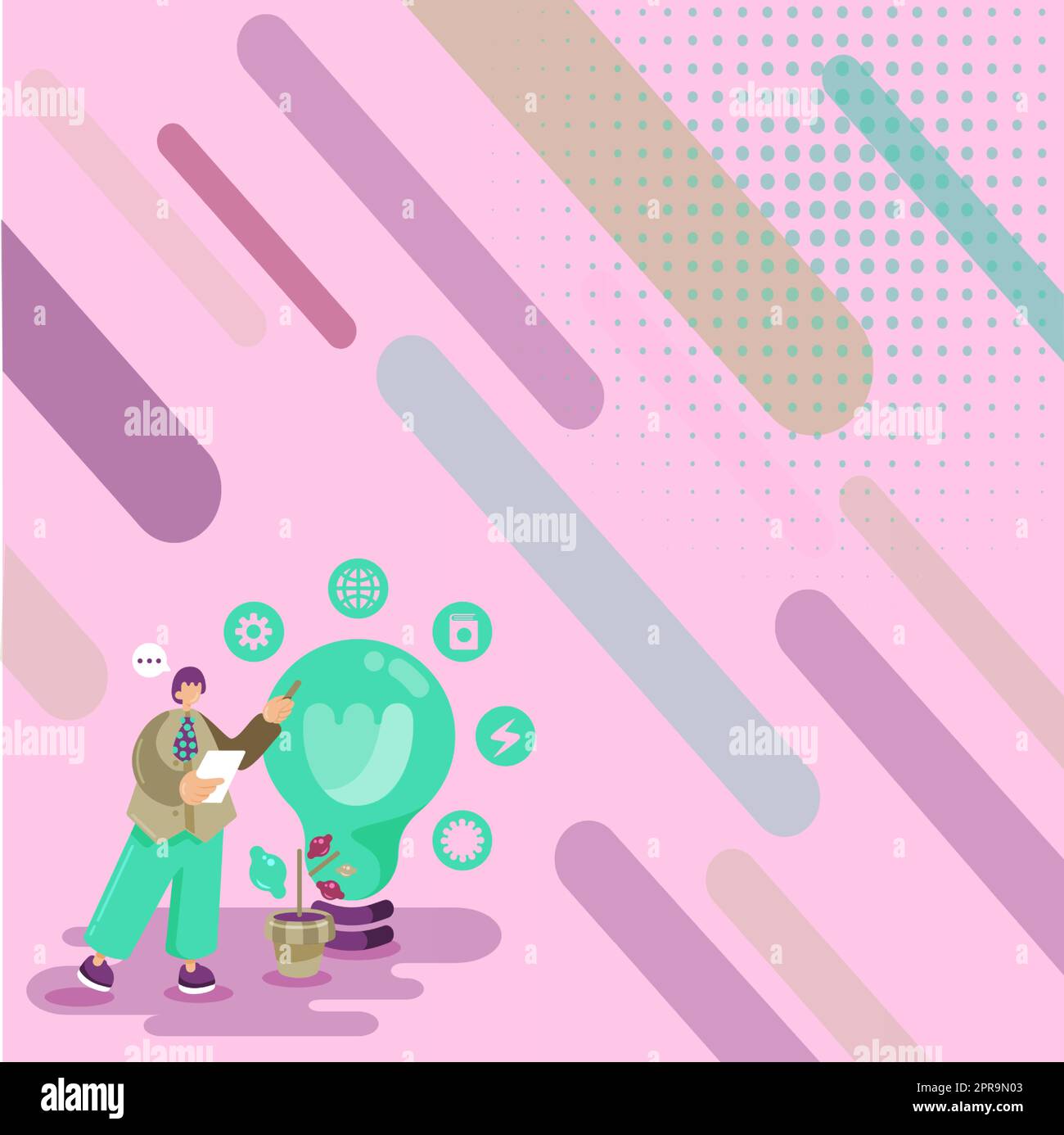 Teacher Presenting New Ideas On Students. Researcher Drawing Showing ...