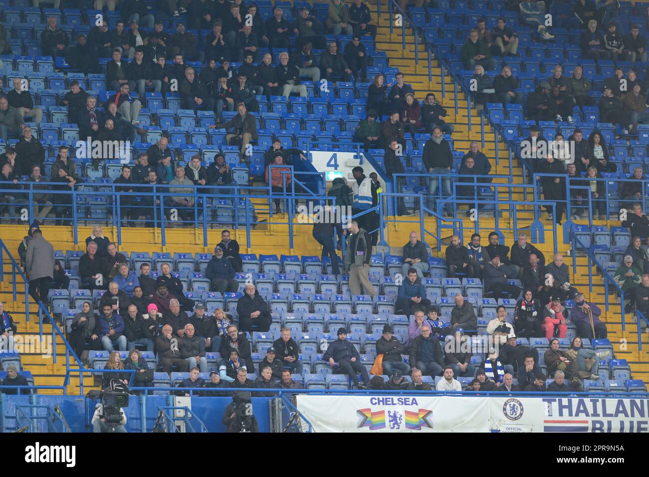 London, UK. 26th Apr, 2023. Chelsea fans leave early during the Chelsea ...
