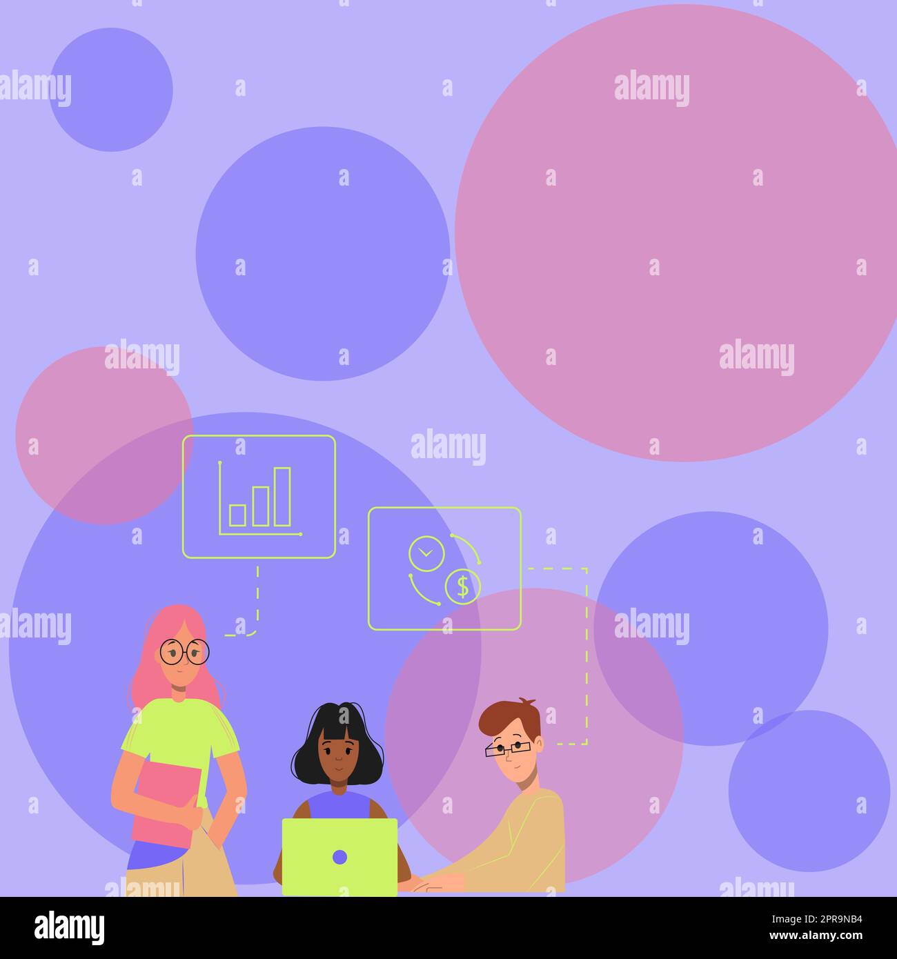 Three Collagues Illustration Practicing Hand Crafts Together. Students ...