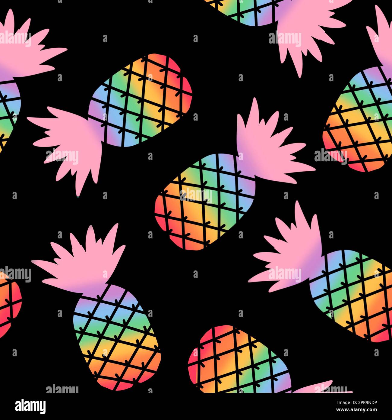 Cartoon summer fruit seamless pineapple pattern for wrapping paper and ...