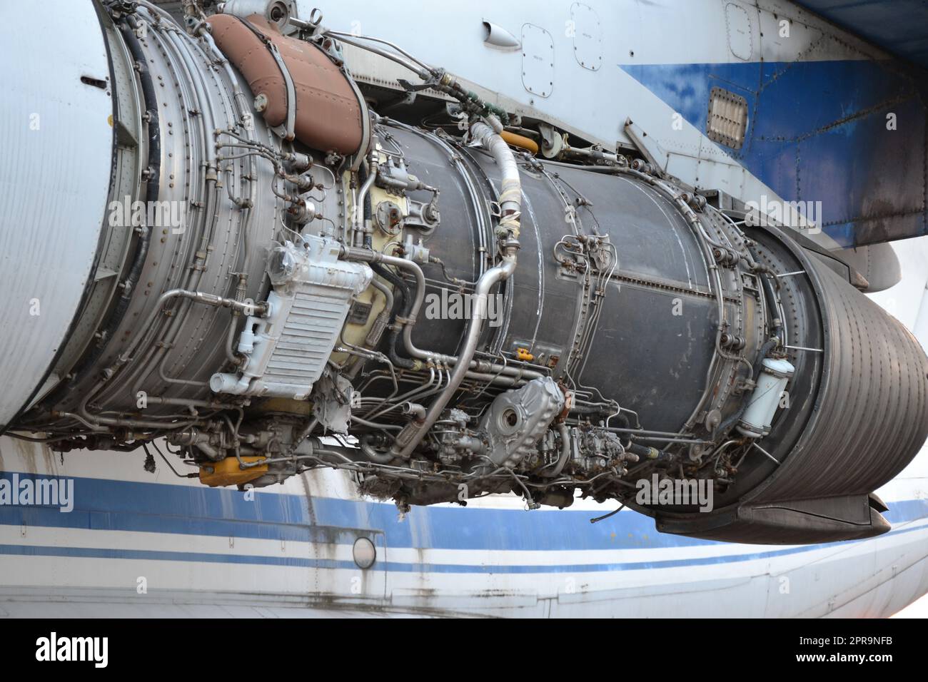 Large aircraft engine in the hangar. Broken aircraft engine Stock Photo ...