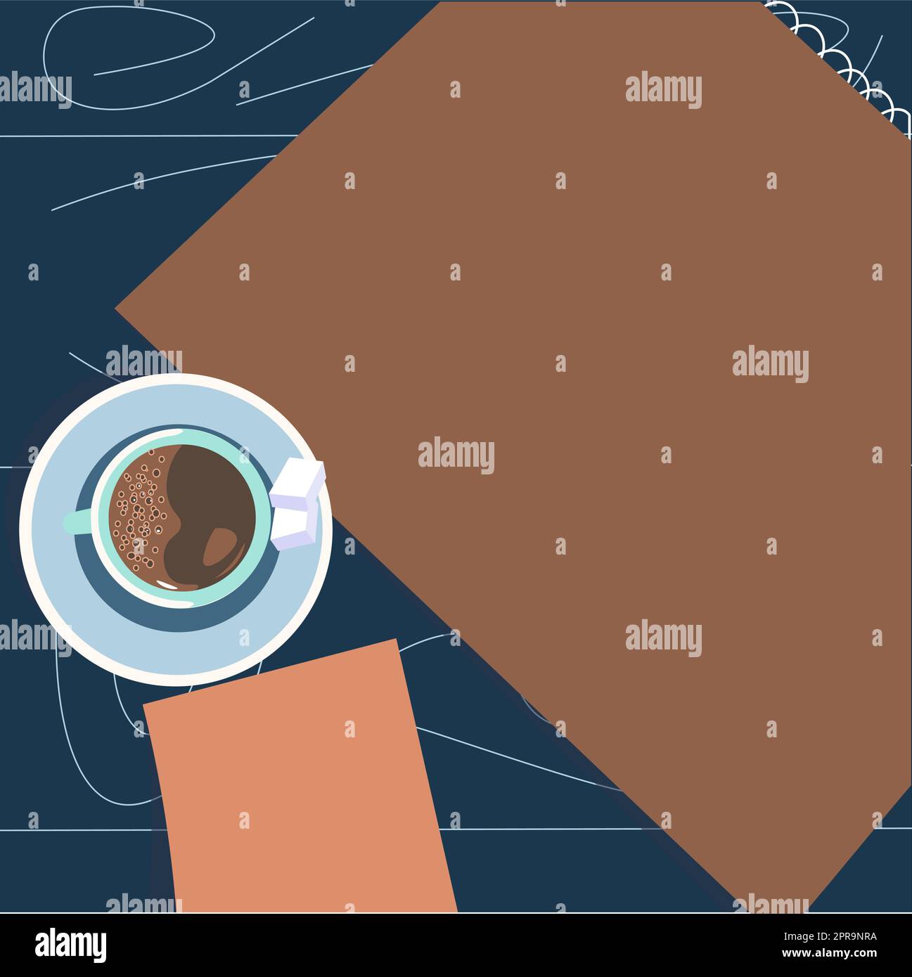 Coffee cup sitting on desk with notebook representing relaxed working ...