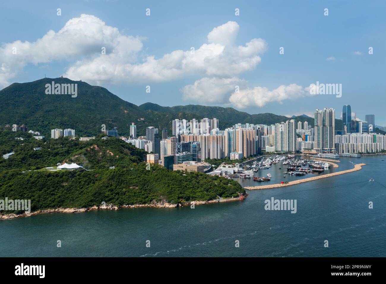 Sai Wan Ho, Hong Kong 06 September 2022: Aerial view of Hong Kong city ...