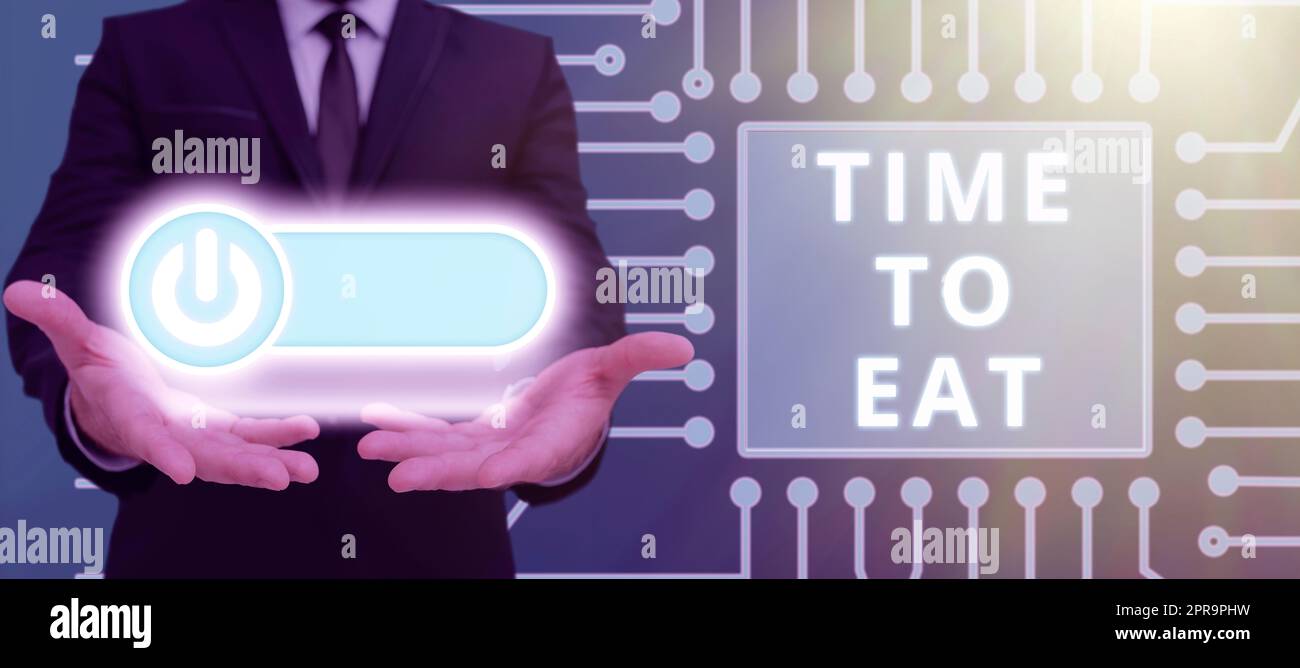 Conceptual caption Time To Eat. Word Written on Right moment to enjoy a ...