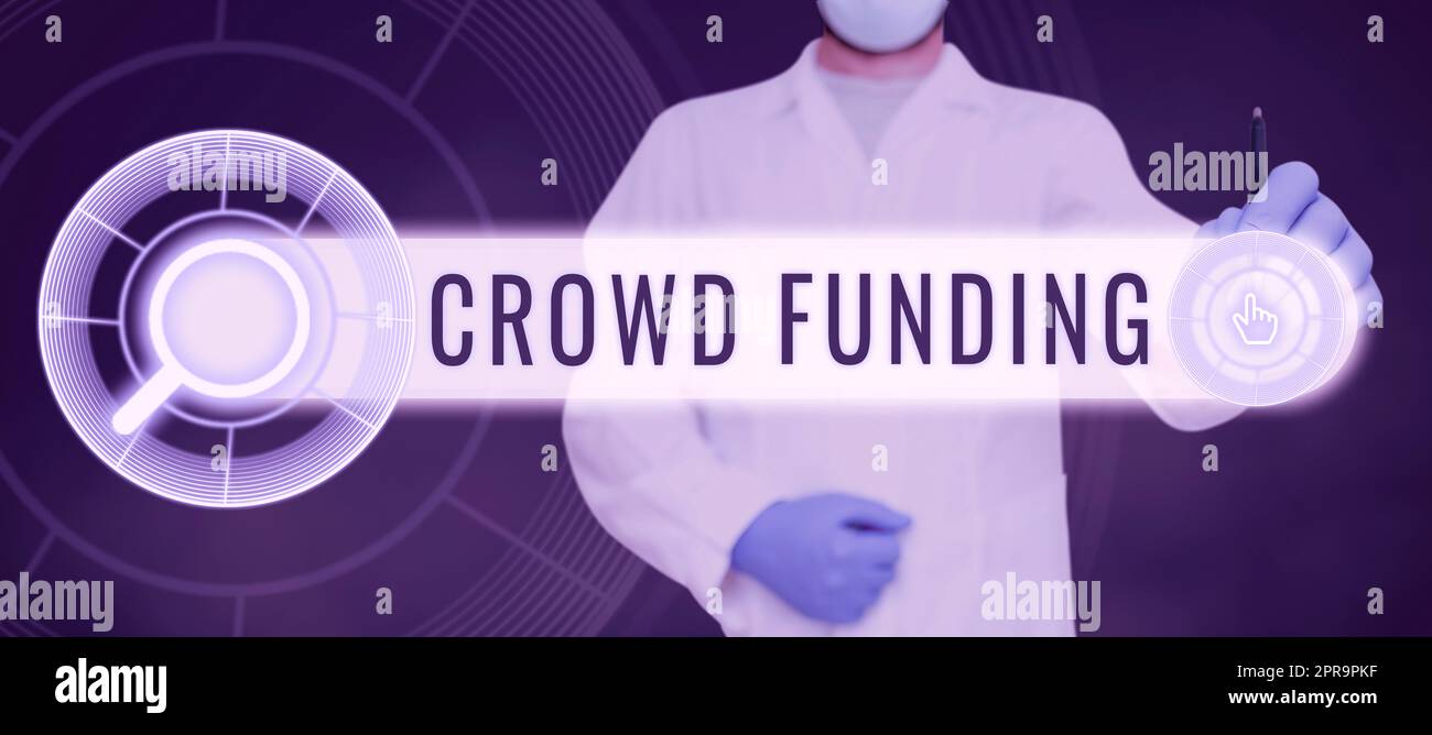 Hand writing sign Crowd Funding. Business idea Fundraising Kickstarter ...