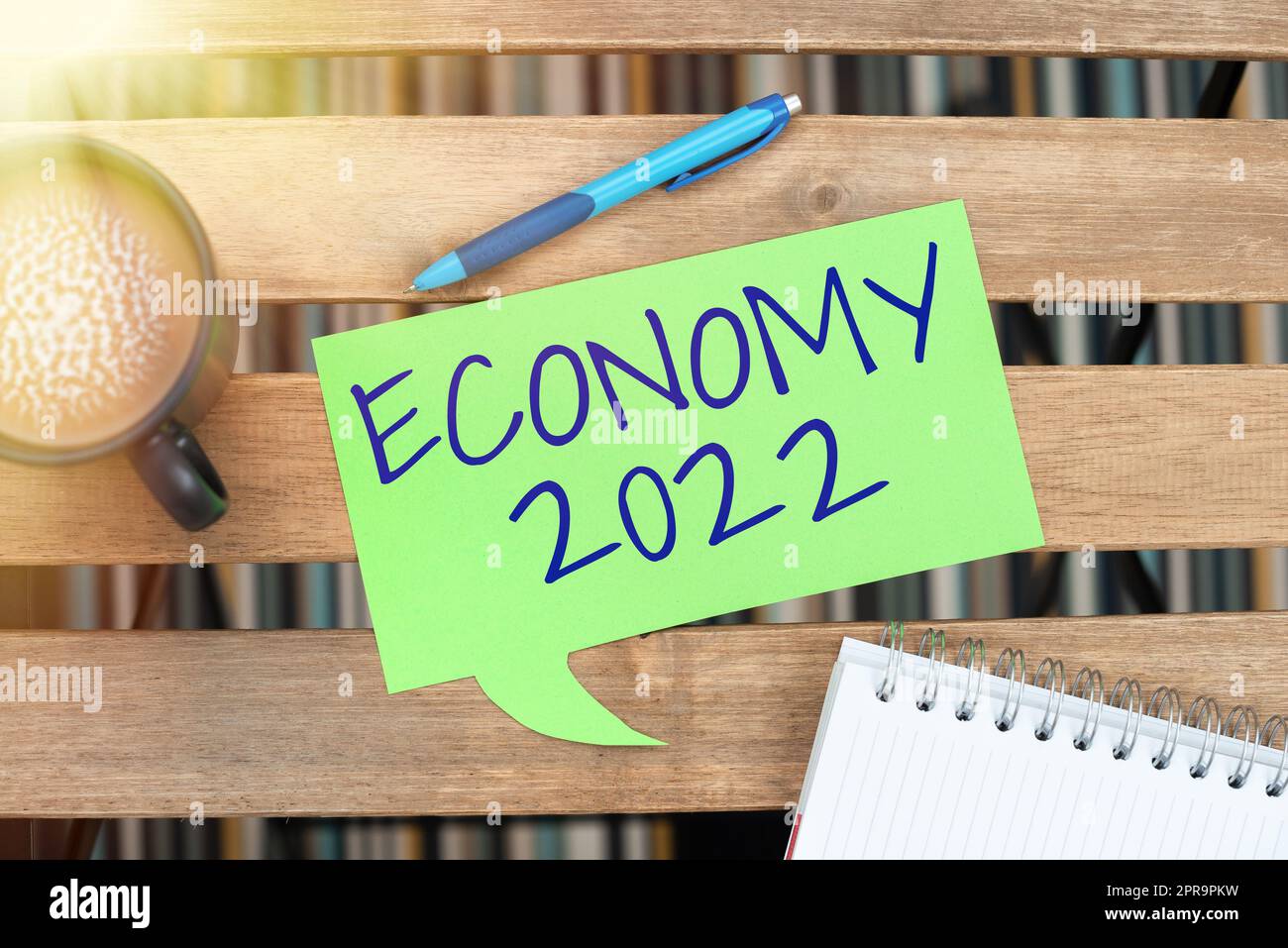 Conceptual display Economy 2022. Word for State of wealth and resources ...