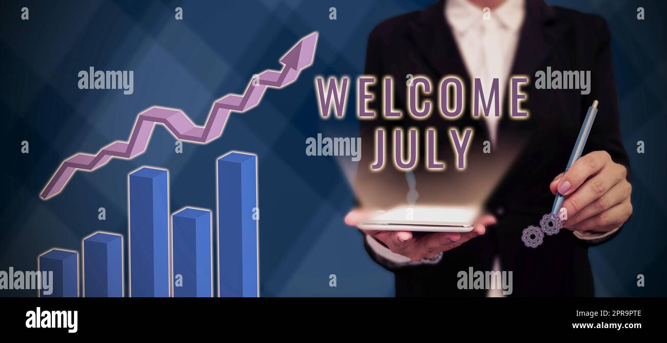 Conceptual caption Welcome July. Business approach Calendar Seventh ...