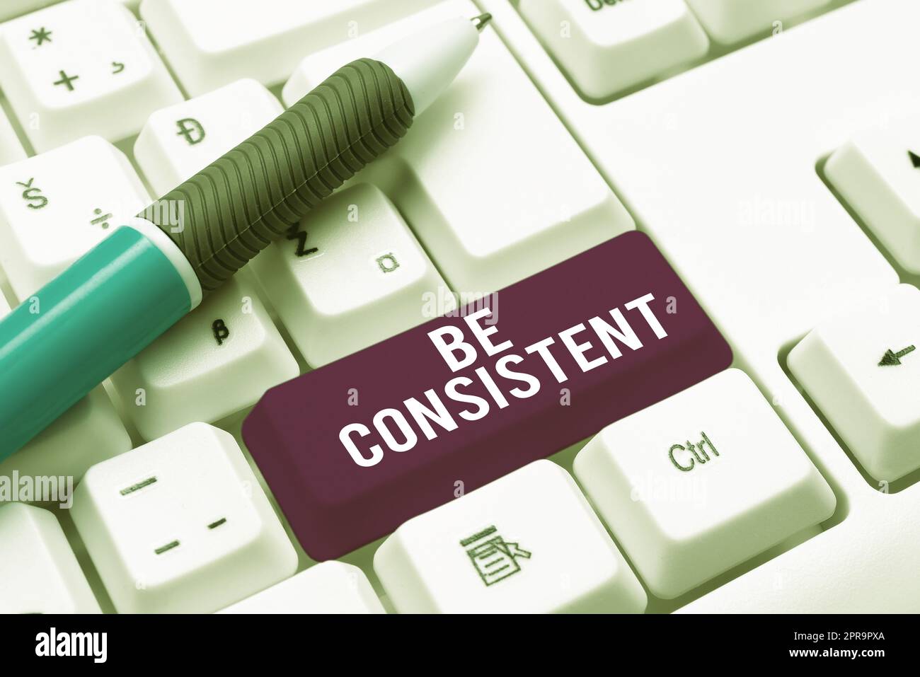 Conceptual display Be Consistent. Business showcase Uniform Persistent ...