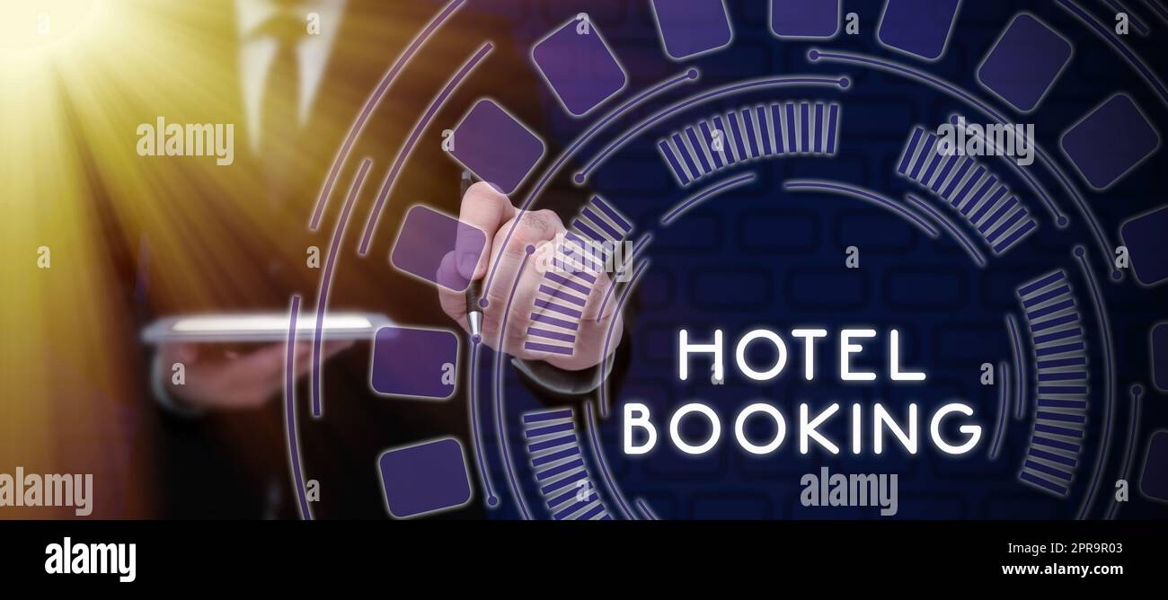 Writing displaying text Hotel Booking. Concept meaning Online ...