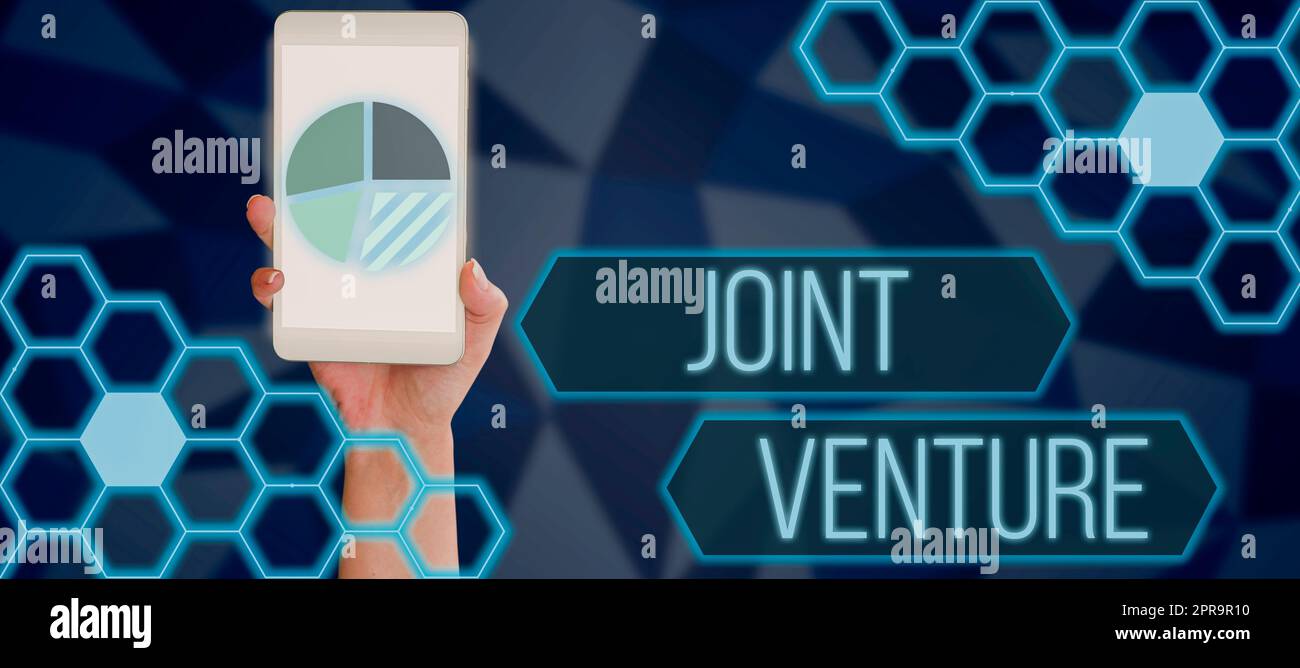 Text caption presenting Joint Venture. Internet Concept Collaboration ...