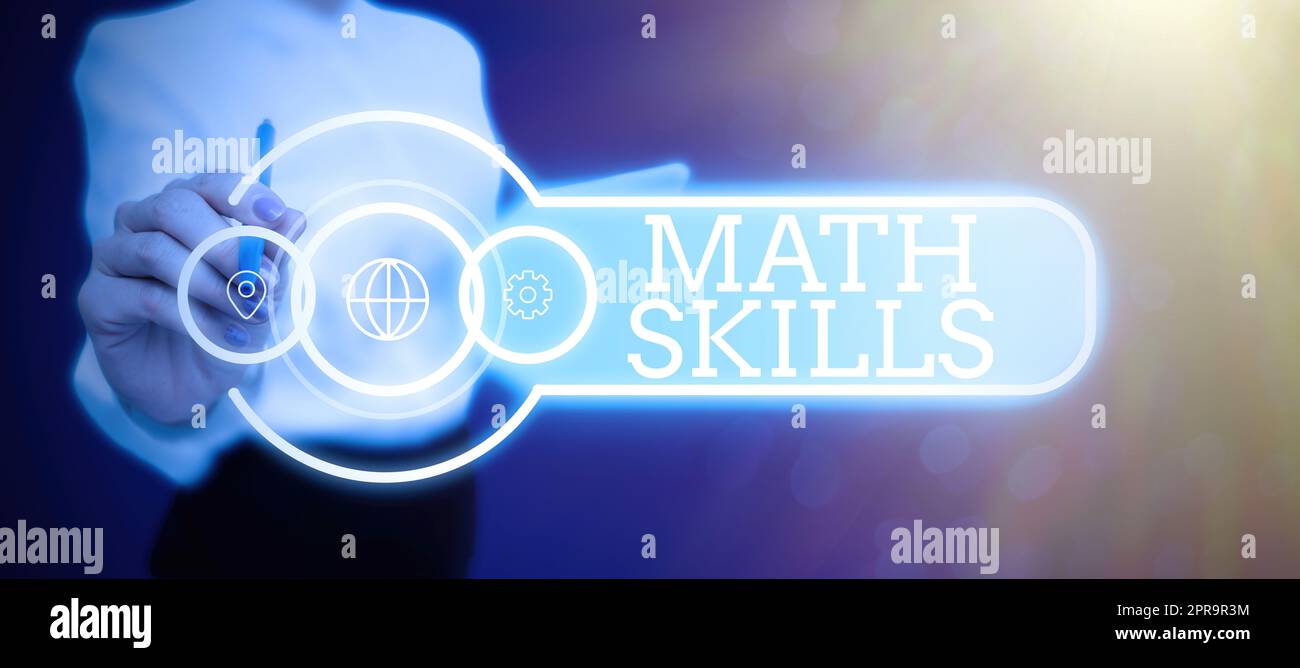 Text caption presenting Math Skills. Business approach starting to ...