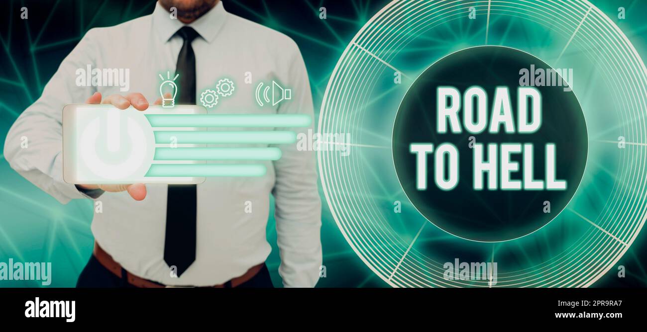 Handwriting text Road To Hell. Word Written on Extremely dangerous ...