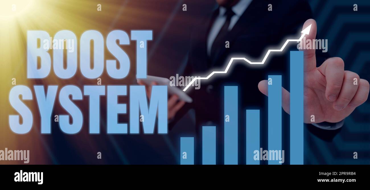 Hand writing sign Boost System. Business overview Rejuvenate Upgrade ...