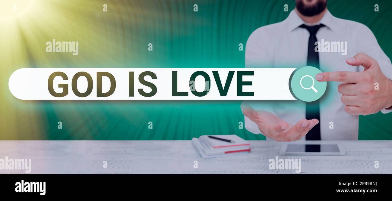 Conceptual display God Is Love. Business showcase Believing in Jesus ...