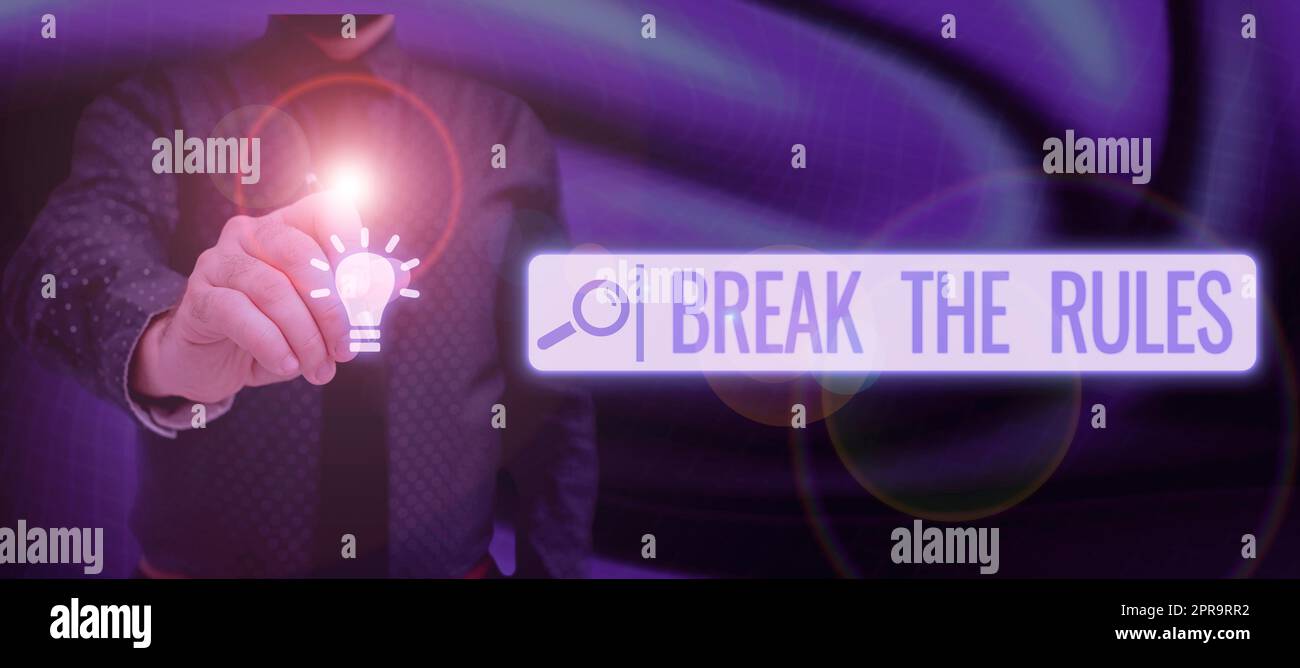 Writing displaying text Break The Rules. Concept meaning Make changes ...