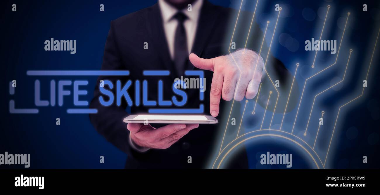 Hand writing sign Life Skills. Word Written on that is necessary or ...