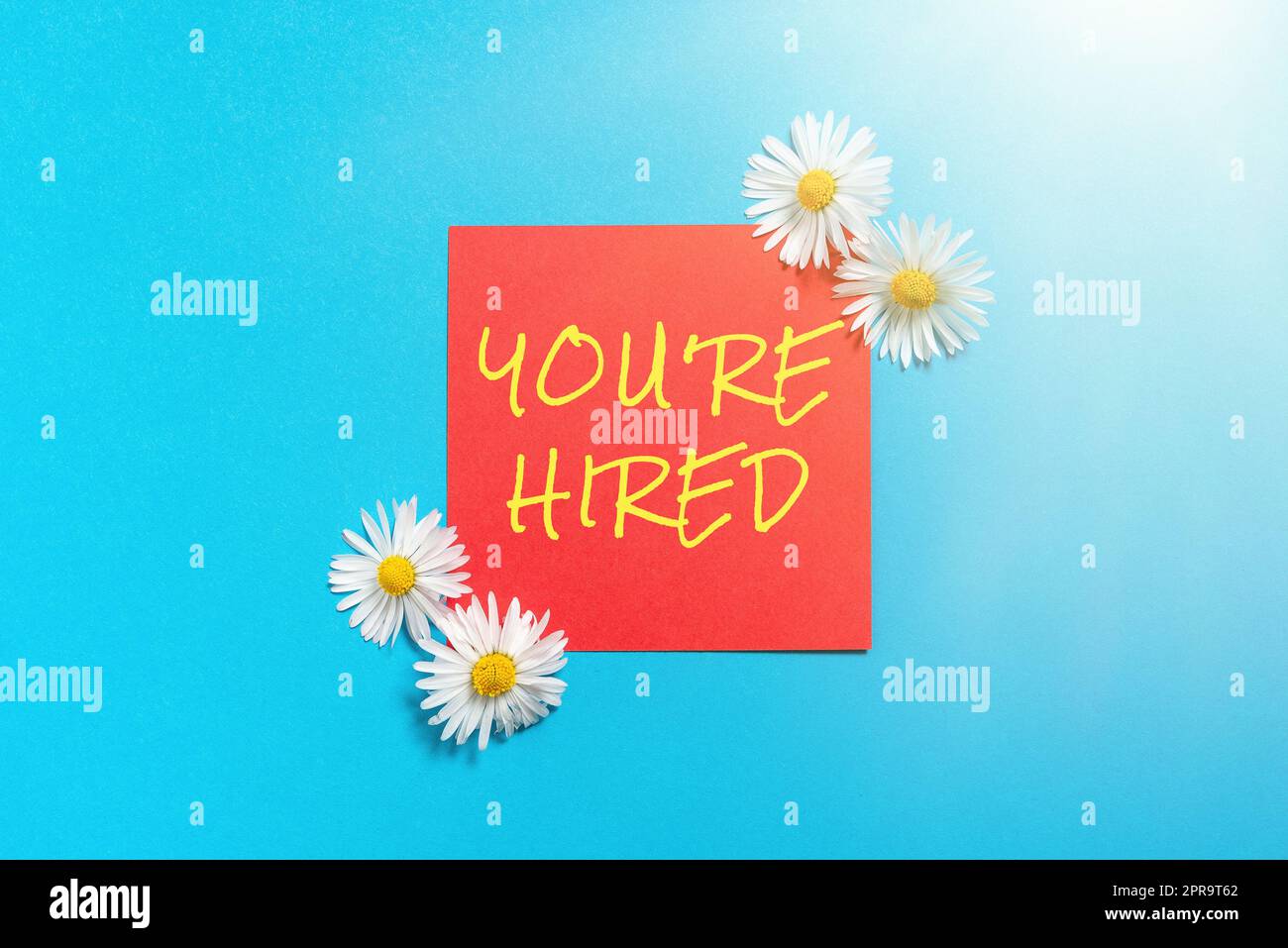 Sign displaying You Re Are Hired. Business overview New Job Employed ...