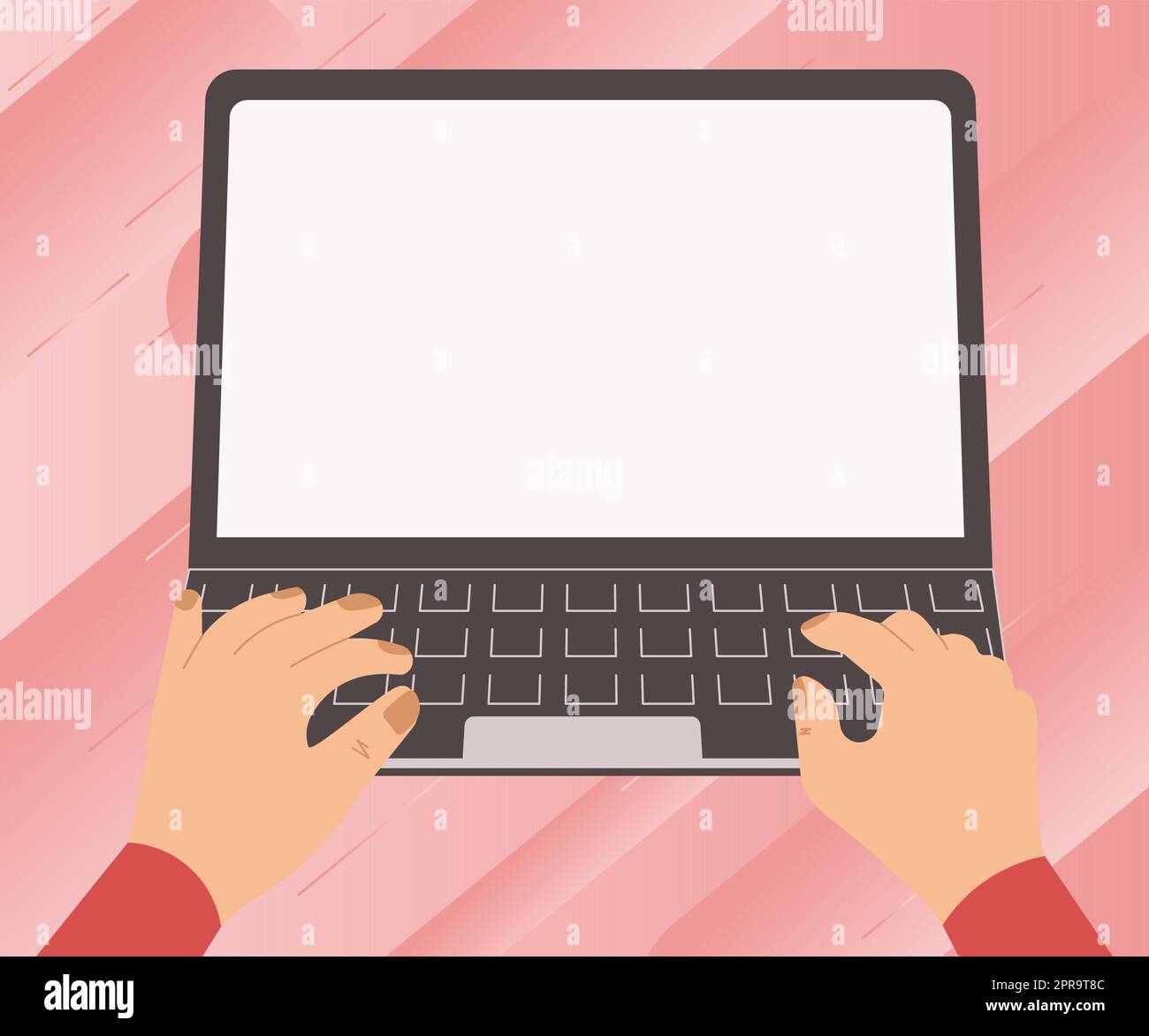 Illustration Of A Busy Hand Working On Laptop Searching For New ...