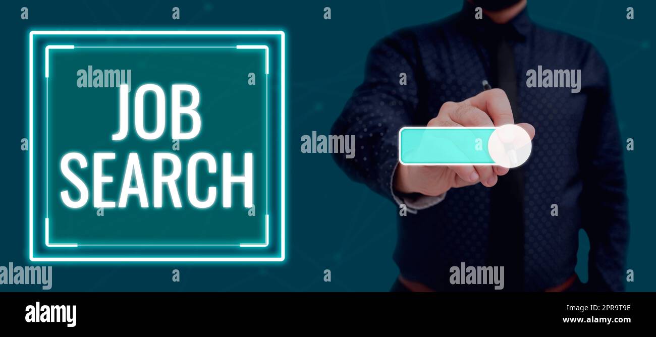 Text showing inspiration Job Search. Business approach An act of person ...