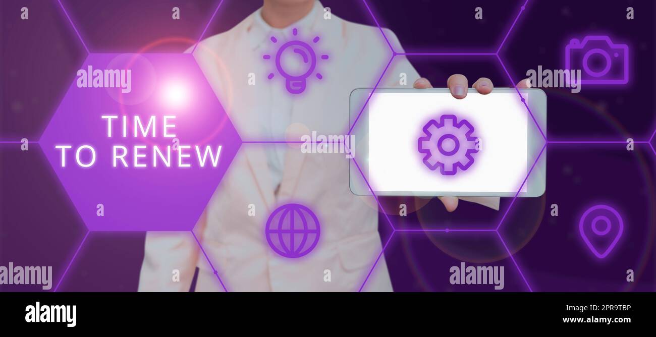 Text caption presenting Time To Renew. Business concept Continue the ... Text caption presenting Time To Renew. Business concept Continue the ...