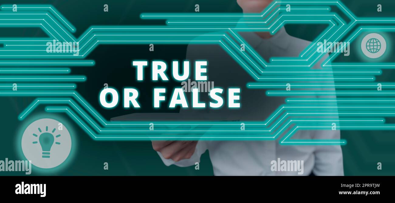 Text caption presenting True Or False. Business overview Decide between ...