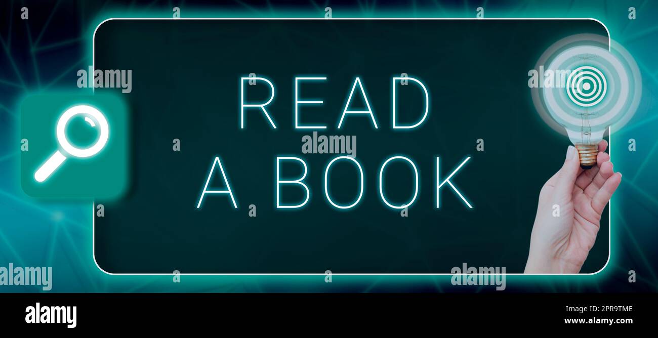Hand writing sign Read A Book. Business idea Enjoy literature ...