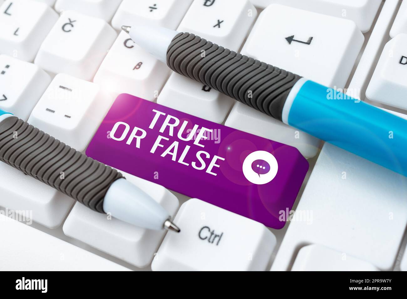 Writing Displaying Text True Or False Word Written On Decide Between A