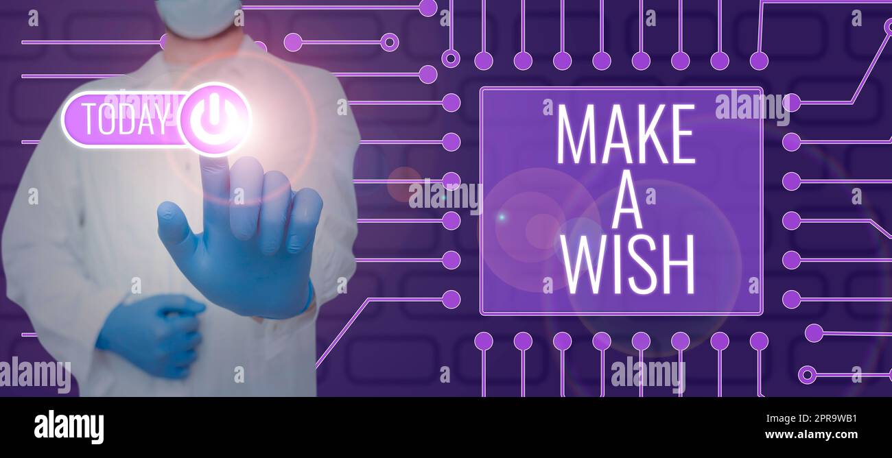 Conceptual caption Make A Wish. Business showcase To have dreams ...